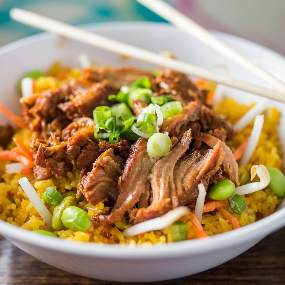 Puerto Rican Rice Bowl | Saucy Porka - Asian Latin Flavors